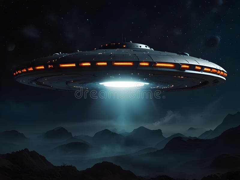 A Trendy Futuristic Saucer Shaped UFO Stock Image - Image of light ...