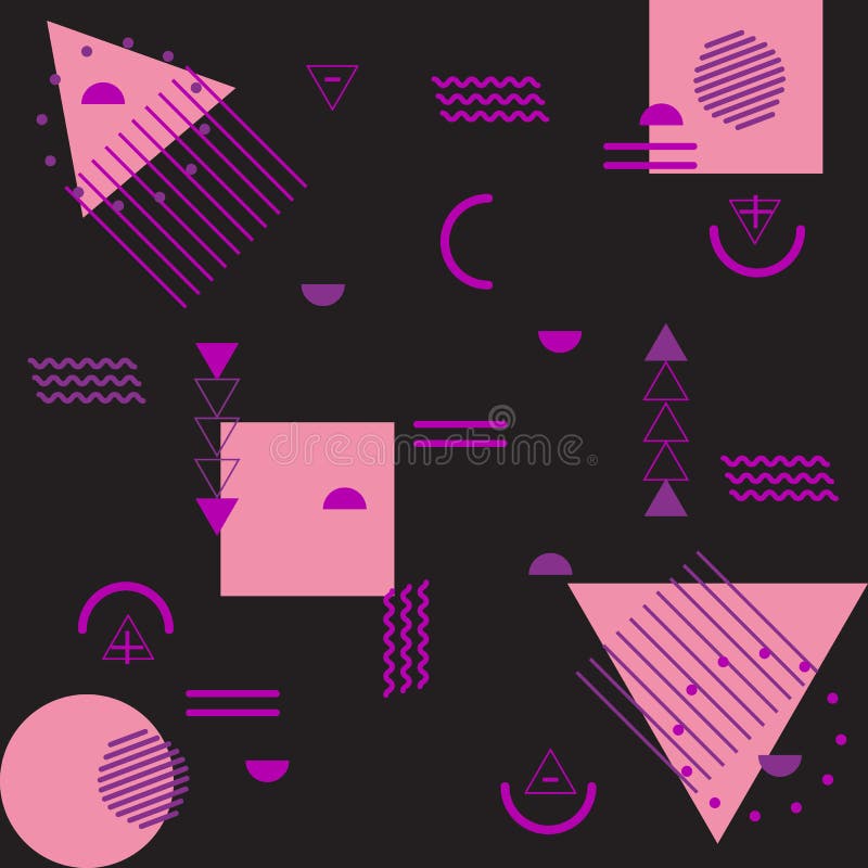Trendy Geometric Elements Memphis Cards, Seamless Pattern. Retro Style ...