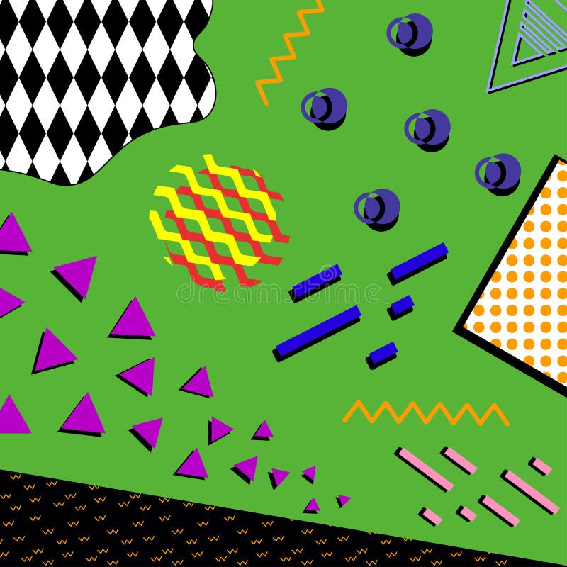 Trendy Geometric Elements Memphis Cards.Vector Modern Abstract Design ...