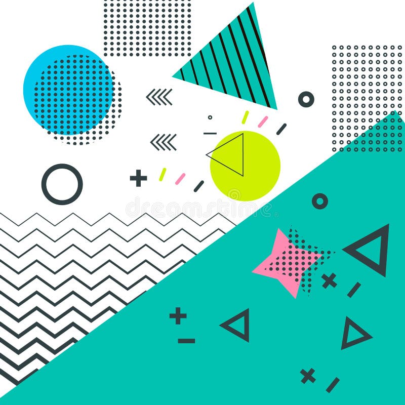 Trendy Geometric Elements Memphis Cards. Retro Style Texture, Pattern ...