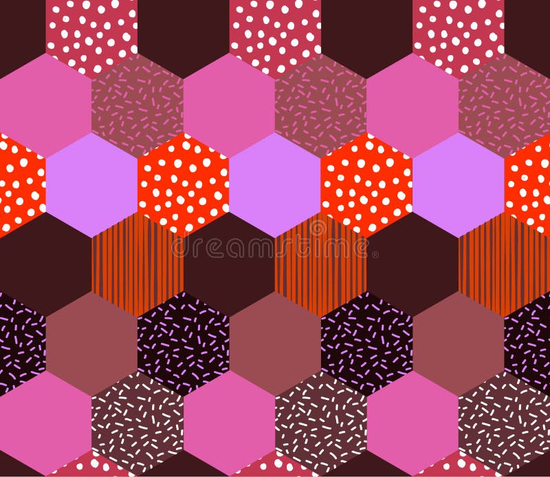 Trendy Geometric Pattern. Abstract Pentagon Background with Hand Drawn ...