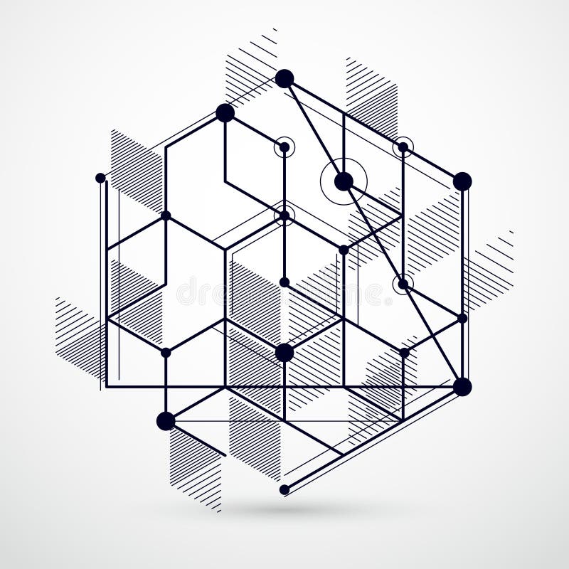 Trendy Geometric Vector Pattern, Textured Abstract Cube Mesh Black and ...