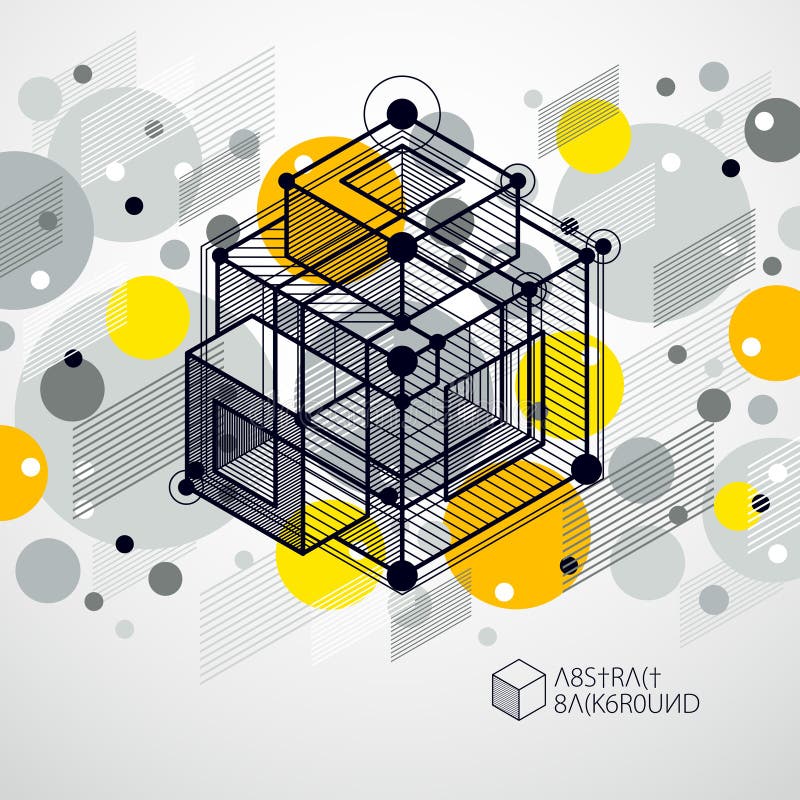Trendy Geometric Vector Pattern, Textured Abstract Cube Mesh Yellow ...