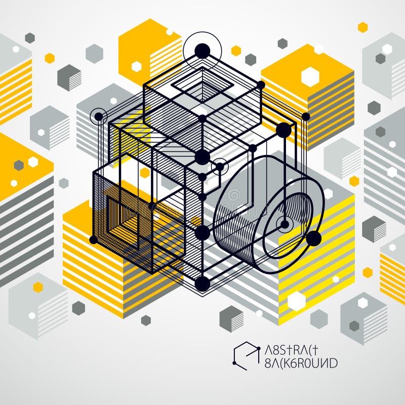 Trendy Geometric Vector Pattern, Textured Abstract Cube Mesh Yellow ...