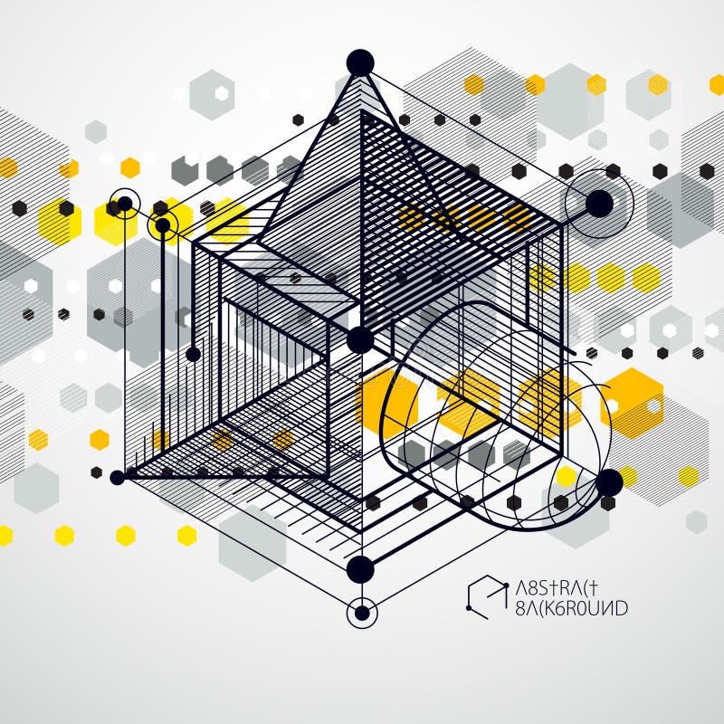 Trendy Geometric Vector Pattern, Textured Abstract Cube Mesh Yellow ...