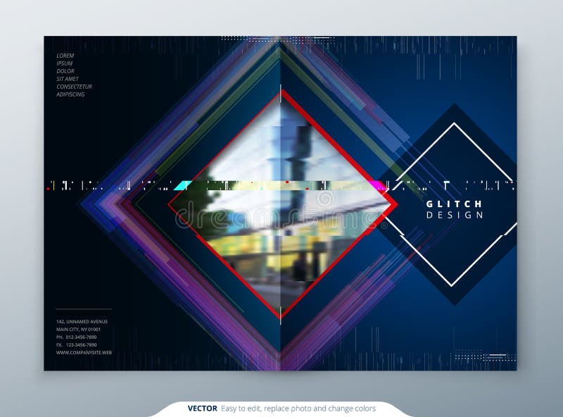 Trendy Glitch Covers Design with Geometric Pattern. Modern Vector ...