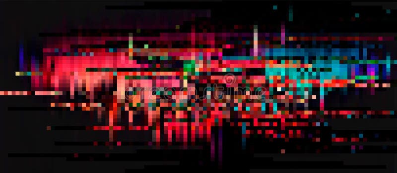 Trendy Glitch Pattern on Dark Background. Abstract Geometric Elements ...