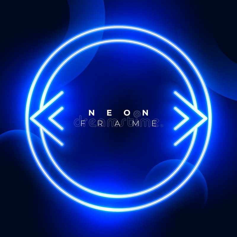 Trendy Glowing Neon Round Frame in Blue Color Stock Illustration ...
