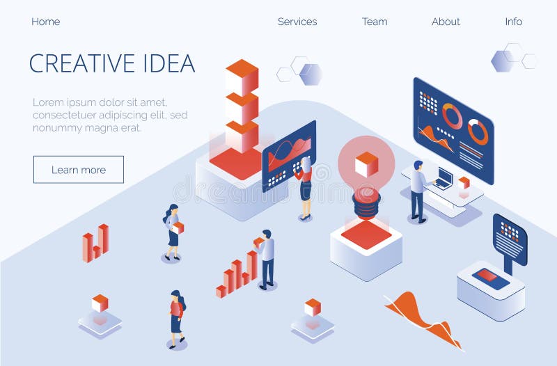 Isometric Team of Specialists Working on Digital Marketing Strategy Landing Page Stock ...
