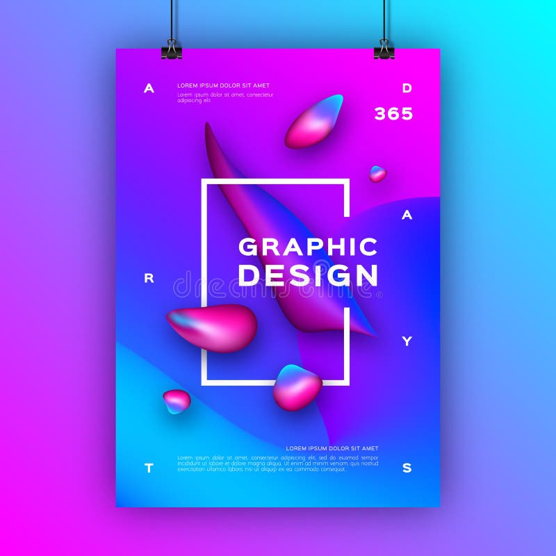 Trendy Graphic Design Poster. Liquid Shapes, Gradient Fluid Shapes ...