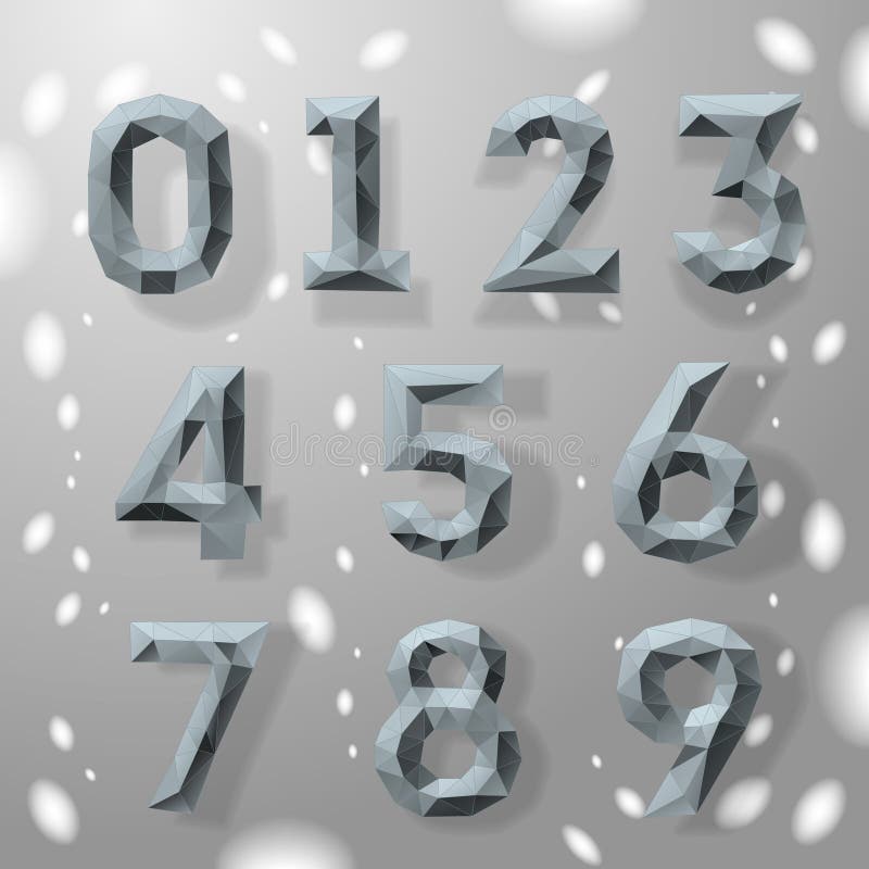 3d Geometric Numbers with Halftone Dots Textures. Stock Vector ...