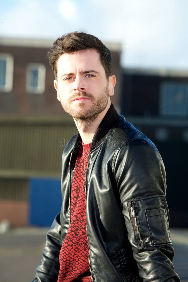 Trendy Guy with Beard Standing Outside Stock Image - Image of lifestyle ...