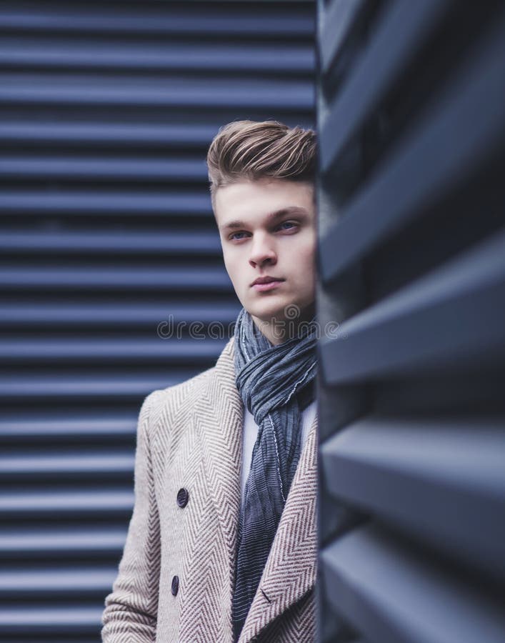 Trendy guy in coat stock photo. Image of adult, york - 162303386