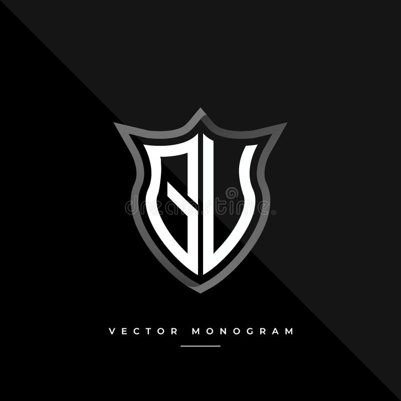 Trendy GV Monogram on the Shield Isolated on Dark Background. Silver ...