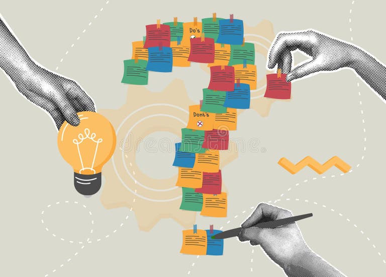 Trendy Halftone Collage.Brainstorming.Ideas and Solutions for ...