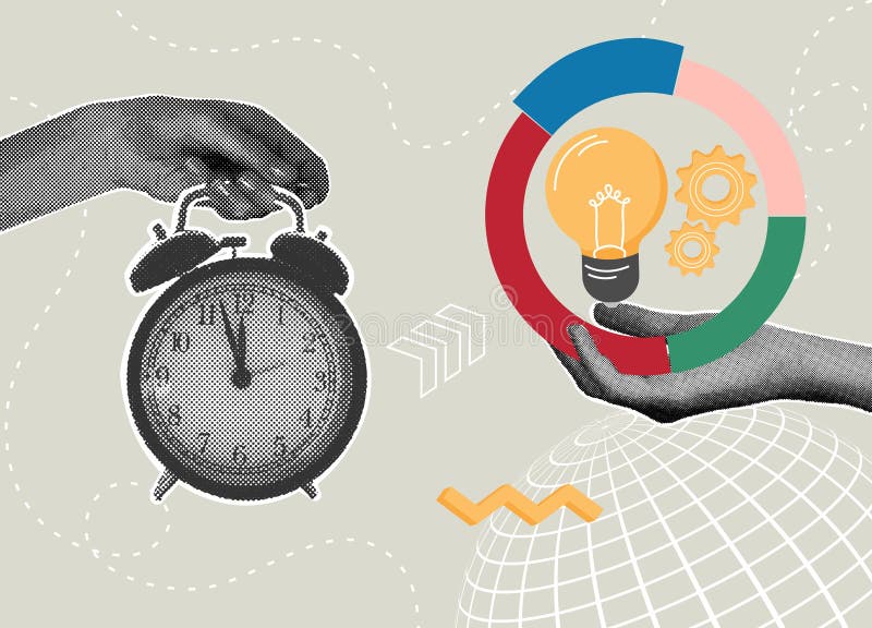 Trendy Halftone Collage. Concept of Planning, Time Management ...