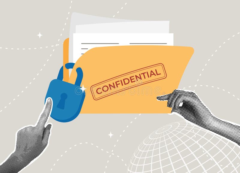 Trendy Halftone Collage. Confidential Information Protection Concept ...