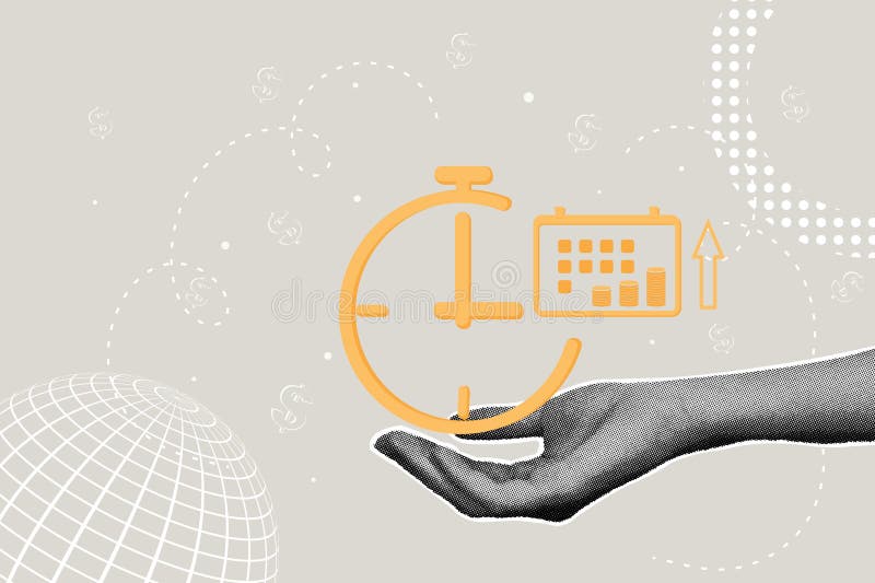 Trendy Halftone Collage. Long Term Value Concept, Planning, Efficiency ...