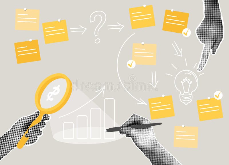 Trendy Halftone Collage. Strategic Planning and Business Development ...