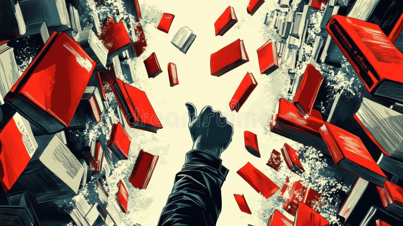 Trendy Halftone Collage: Thumbs Up and Floating Books for Education ...