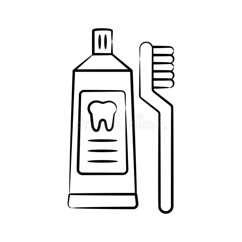 Trendy Hand Drawn Style Icon of Toothpaste with Brush Stock ...