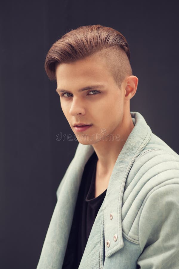 Trendy Handsome Guy with Trendy Hairstyle Stock Image - Image of urban ...