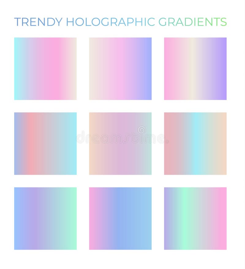 Trendy Holographic Gradients Set Stock Vector - Illustration of ...
