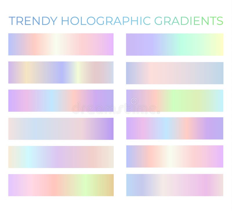 Trendy Holographic Gradients Set Stock Vector - Illustration of ...