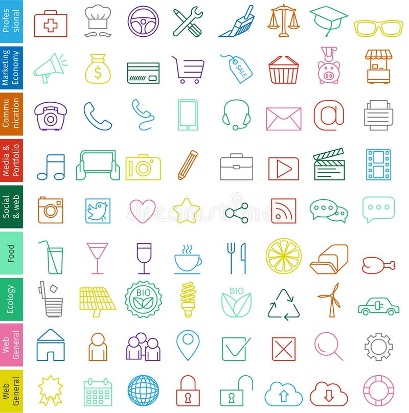 Icons Set - Trendy Illustration for Web and Print Stock Vector ...