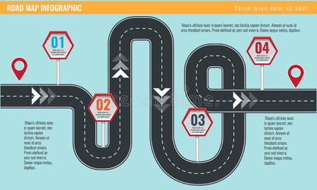Trendy Infographic Template with Road Map Using Pointers and Arrows. Stock Vector - Illustration ...