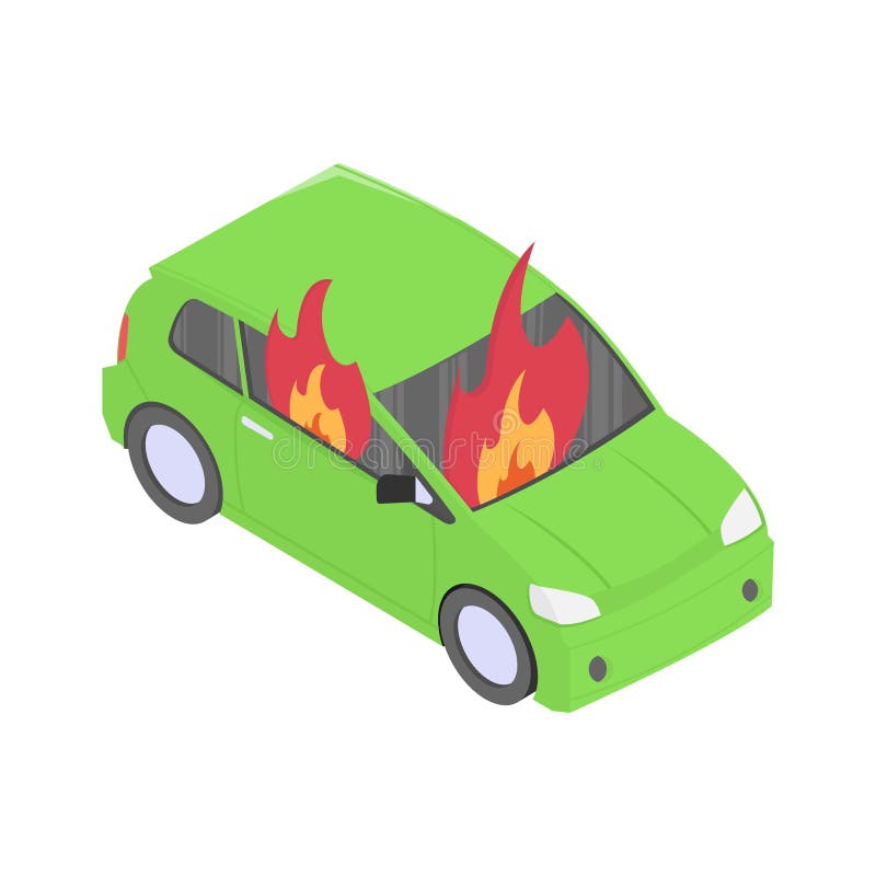 Trendy Isometric Icon Depicting a Burning Car Stock Vector - Illustration of disaster ...