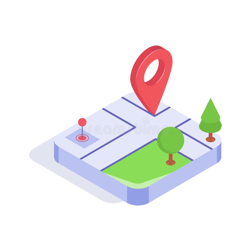 Trendy Isometric Icon of Location Map in Modern Style Stock Vector ...