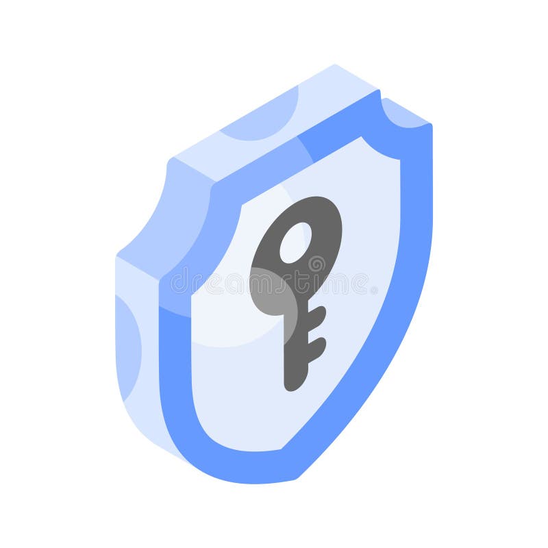 A Trendy Isometric Icon of Private Key, Protection Key Vector Design ...
