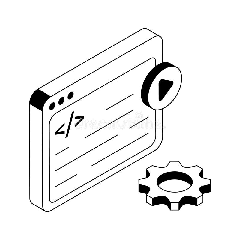 A Trendy Isometric Outline Icon of Web Coding Interface Stock Vector - Illustration of online ...