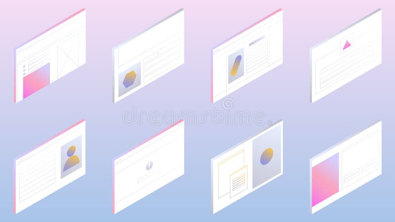 Trendy Isometric Set with User Interface Concept Forms. Stock Vector ...