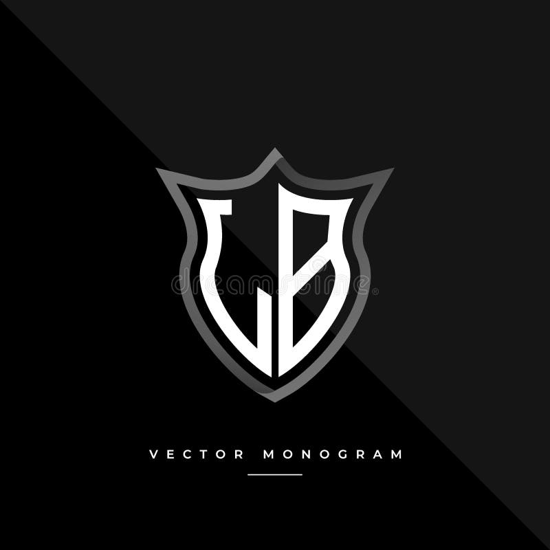 Trendy LB Monogram on the Shield Isolated on Dark Background. Silver ...
