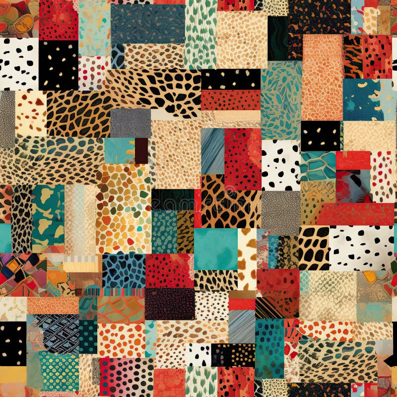 Trendy Leopard Skin Patchwork Seamless Pattern. AI Illustration Stock ...
