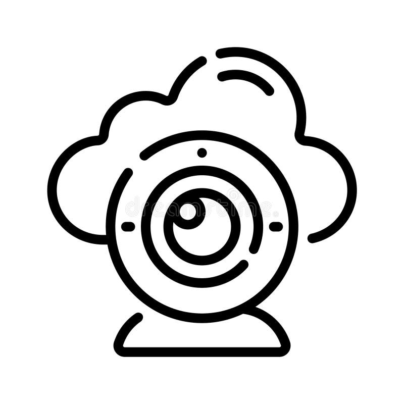 Trendy Line Style Icon Showing Cloud Internet Camera Stock Illustration ...