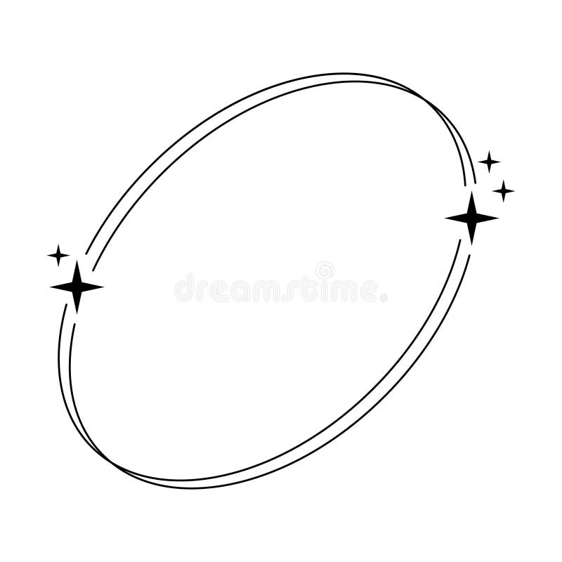 Trendy Linear Oval Frame with Stars, Modern Minimalist Aesthetic Line ...