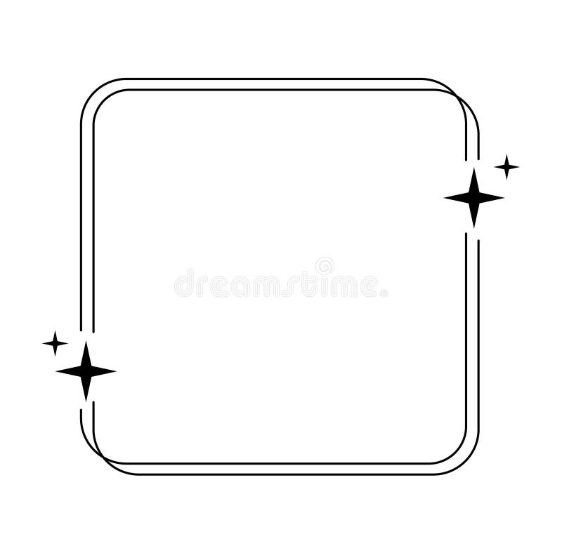 Trendy Linear Square Frame with Stars, Modern Minimalist Aesthetic Line ...