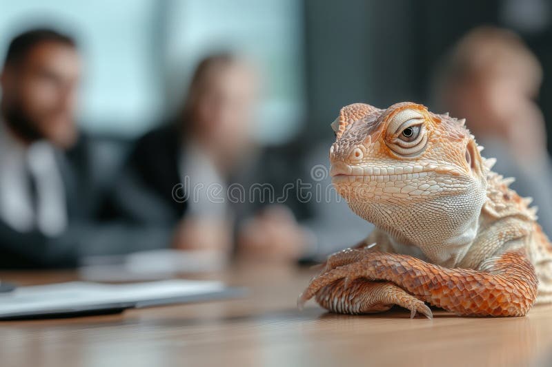 Trendy Lizard in a Suit Presenting Innovative Ideas at a Modern Tech ...