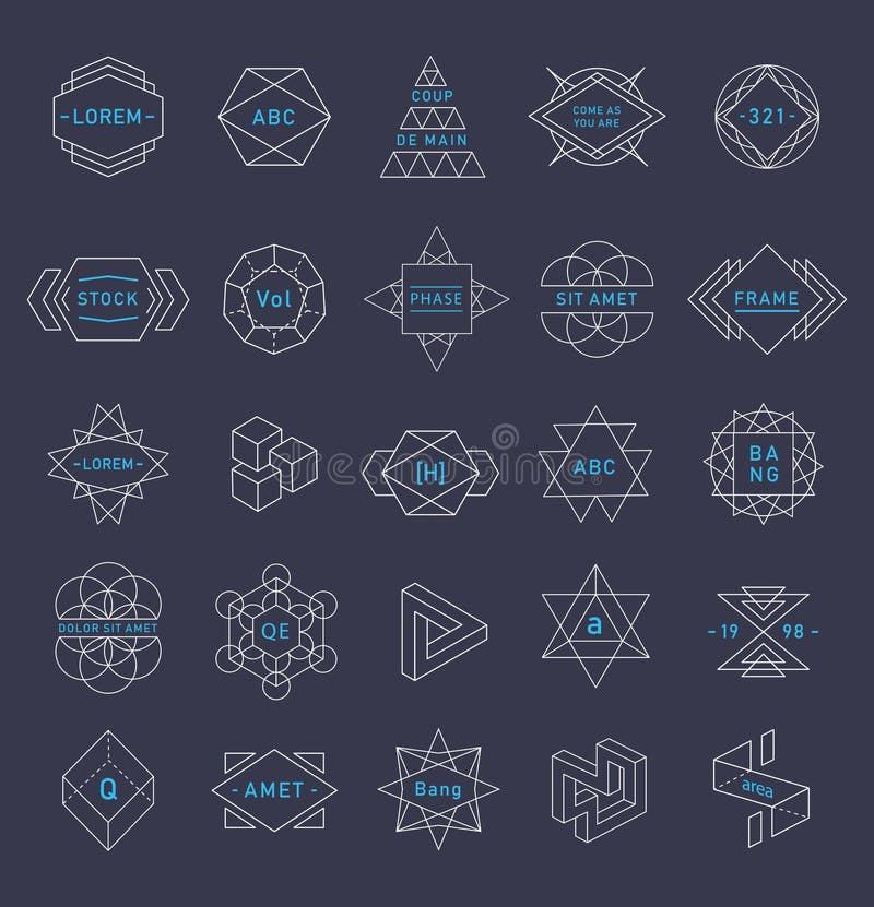 Trendy Logos Geometric Shapes Vector Set Stock Vector - Illustration of ...