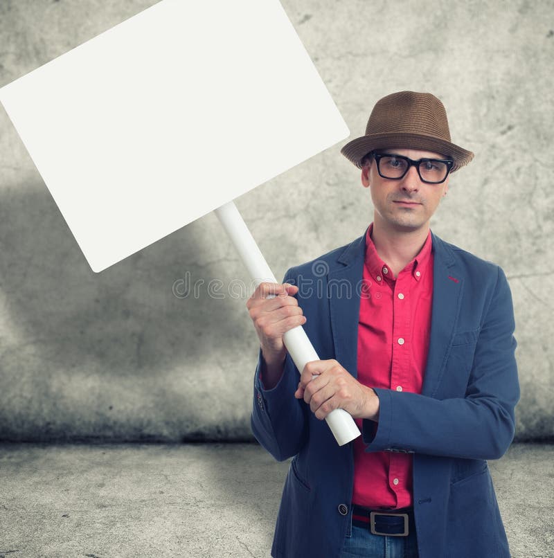 Trendy Man Holding Protest Sign Stock Photo - Image of paper ...