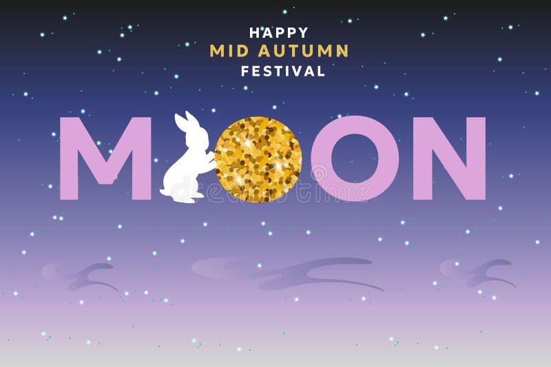 Mid Autumn Festival. Happy Mid Autumn Festival Design with Golden Full ...