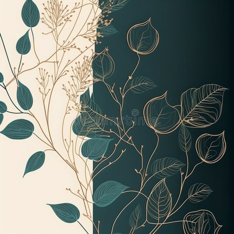 Trendy Minimalist Seamless Botanical Pattern with Line Art Composition ...