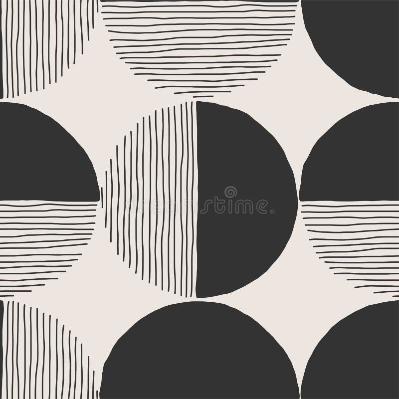 Trendy Minimalist Seamless Pattern with Abstract Creative Hand Drawn ...