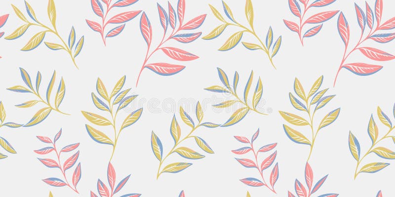 The Trendy Minimalist Stems Leaves Pattern is Scattered Randomly ...