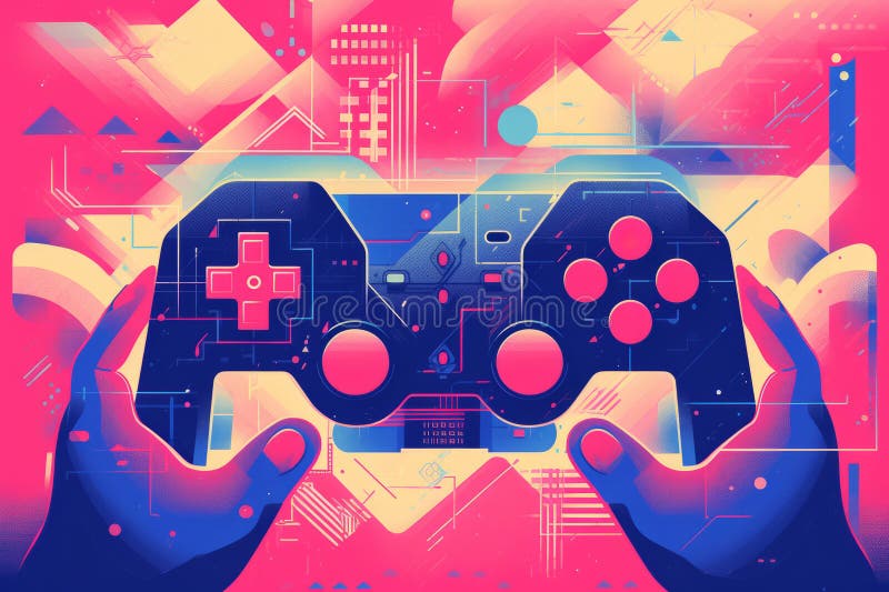 Trendy Modern Video Game Controller Abstract Graphic Design ...