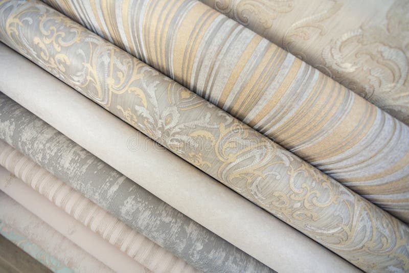 Trendy Multicolored Modern Design Rolls Wallpaper As Background. Luxury ...