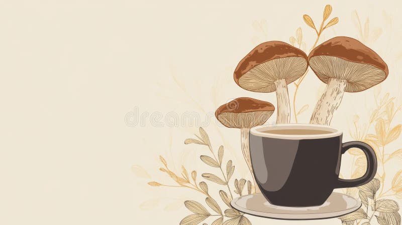 Trendy Mushroom Coffee Banner: a Visually Appealing Banner. Stock ...